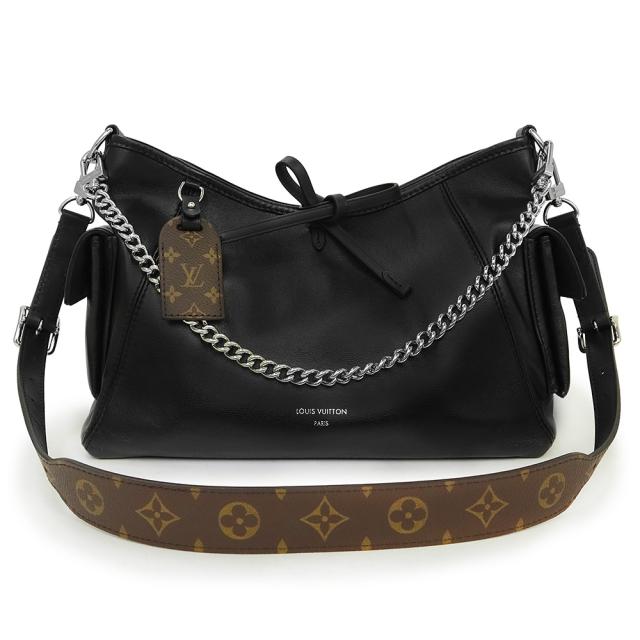 （新品・未使用品）ルイ ヴィトン LOUIS VUITTON キャリーオール カーゴ バイブ PM チェーン 2way トート ショルダーバッグ 斜め掛け ラムスキン レザー モノグラム ノワール ブラック 黒 シルバー金具 M24861 箱付