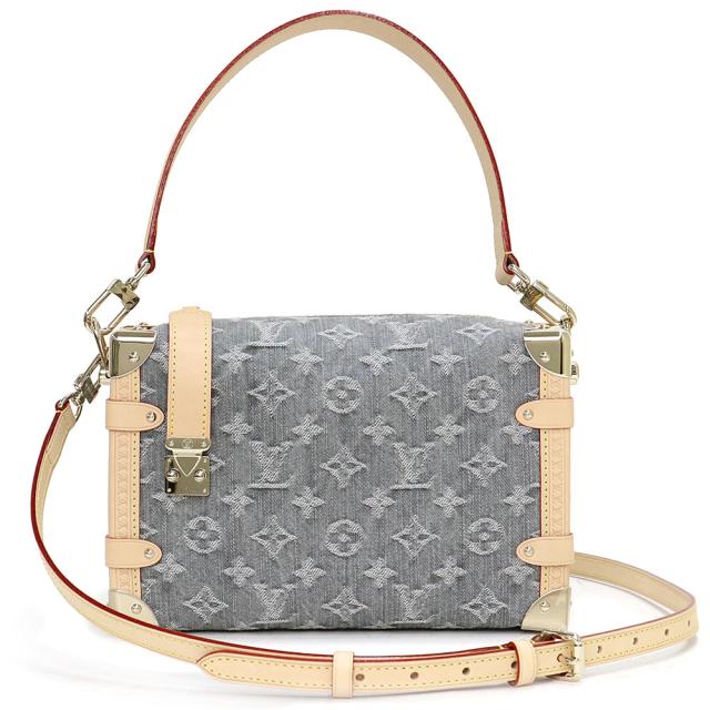 （未使用　展示品）ルイ ヴィトン LOUIS VUITTON サイドトランク MM ショルダー ハンドバッグ 2way 斜め掛け モノグラムデニム ヌメ革 レザー ウォッシュドグレー ゴールド金具 M13285 箱付