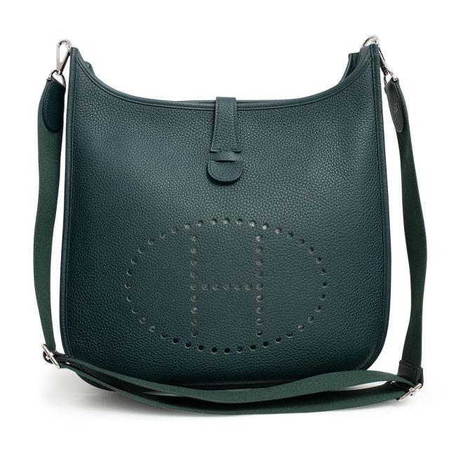（未使用　展示品）エルメス HERMES エブリン エヴリン 3 トロワ 33 GM ショルダーバッグ 斜め掛け トリヨンクレマンス レザー Vert cypres ヴェールシプレ ダークグリーン 深青緑 シルバー金具 Z刻印