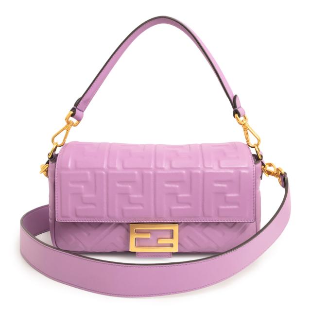 （新品・未使用品）フェンディ FENDI バゲット ミディアム 2WAY ショルダー 斜め掛け ハンドバッグ ナッパレザー パープル 紫 ゴールド金具 8BR600