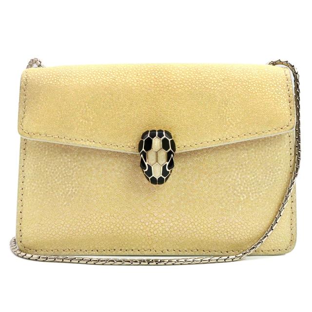 （未使用　展示品）ブルガリ BVLGARI セルペンティ フォーエバー チェーン ショルダーバッグ 斜め掛け ガルーシャ イエロー 黄 ゴールド金具