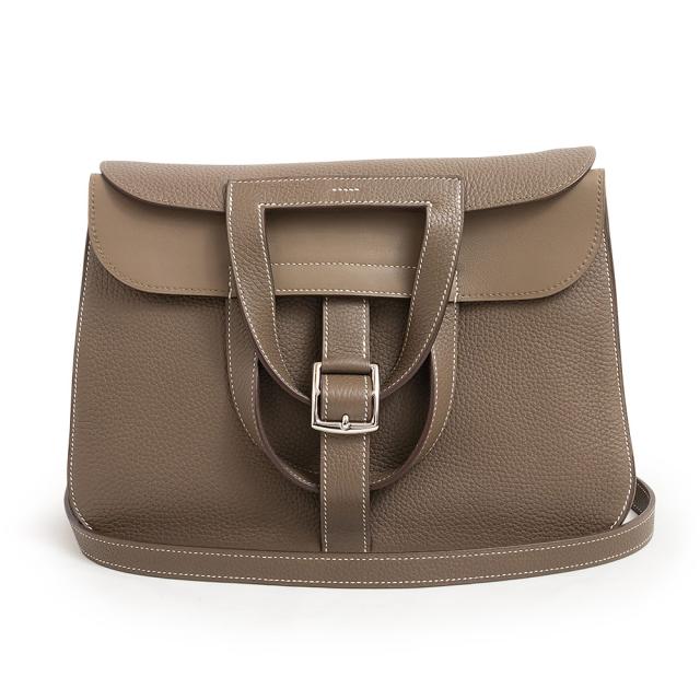 （美品）エルメス HERMES アルザン 2WAY ショルダー ハンドバッグ 斜め掛け トリヨンクレマンス レザー エトゥープ グレージュ シルバー金具 C刻印