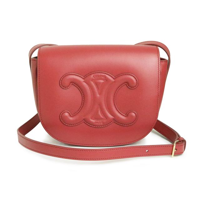 （未使用　展示品）セリーヌ CELINE フォルコ キュイル トリオンフ ショルダーバッグ 斜め掛け カーフスキン レザー リップスティック ピンク ゴールド金具 198263 DU3