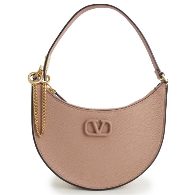 （未使用　展示品）ヴァレンティノ ガラヴァーニ Valentino Garavani Vロゴ シグネチャー ミニ ホーボー ハンドバッグ カーフスキン レザー ローズカーネル ベージュ ゴールド金具 2WP0W19RQRGF9