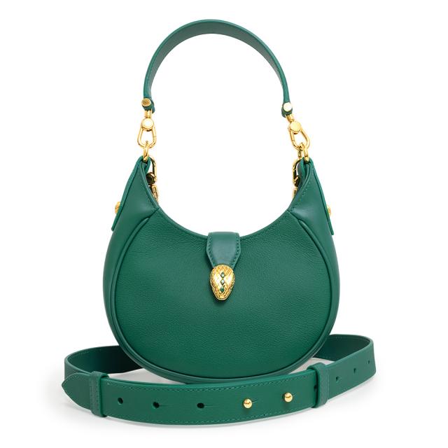 （新品・未使用品）ブルガリ BVLGARI セルペンティ エリプス スモール 2WAY 斜め掛け チェーン ショルダー ハンドバッグ カーフスキン レザー フォレストエメラルド グリーン 緑 ゴールド金具