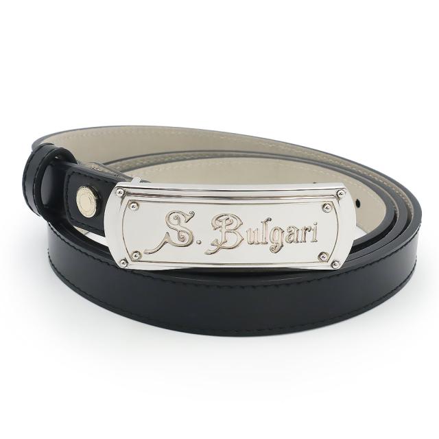 （美品）ブルガリ BVLGARI コレツィオーネ ベルト 110CM レザー ブラック シルバー金具 32716 箱付