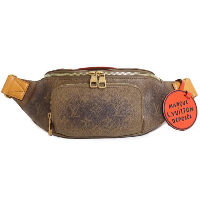 （未使用　展示品）ルイ ヴィトン LOUIS VUITTON ラッシュ バムバッグ ボディバッグ 斜め掛け モノグラムダスト キャンバス レザー ブラウン ゴールド金具 M11539