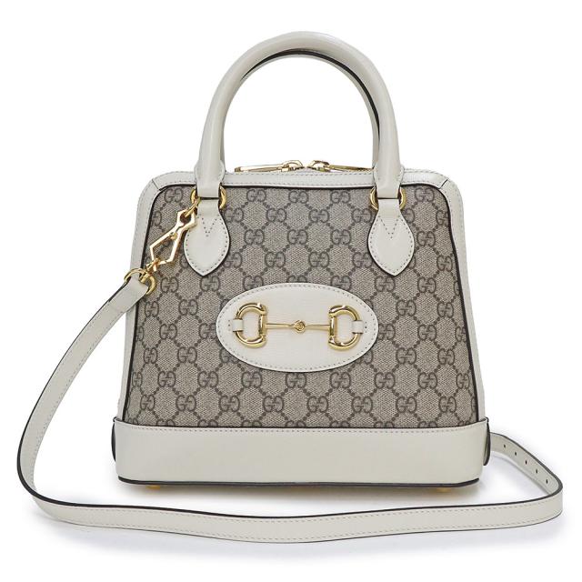 （未使用　展示品）グッチ GUCCI ホースビット 1955 スモール トップハンドル 2WAY ショルダー ハンドバッグ 斜め掛け GGスプリームキャンバス ベージュ ホワイト ゴールド金具 621220