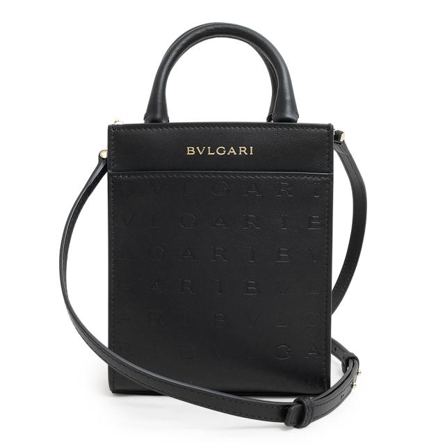 （未使用　展示品）ブルガリ BVLGARI ブルガリロゴ インフィニートゥム 2way ミニトート ショルダーバッグ 斜め掛け カーフスキン レザー ブラック ゴールド金具 292002