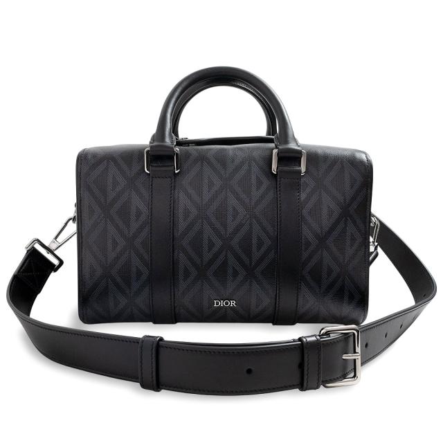 （未使用　展示品）ディオール Dior ランゴ 26 2Way ショルダー ハンドバッグ 斜め掛け CD ダイヤモンド キャンバス レザー ブラック シルバー金具 1ADPO267CDP