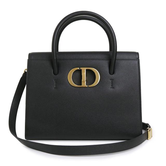 （未使用　展示品）クリスチャンディオール Christian Dior サントノレ ミディアム 30 モンテーニュ 2WAY ショルダー ハンドバッグ 斜め掛け グレインドカーフスキン ブラック ゴールド金具 M9306UBAE