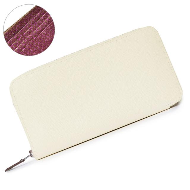 （新品・未使用品）エルメス HERMES アザップ ロング シルクイン Lucky Daisy ラッキー デイジー ラウンドファスナー ジップ 長財布 ヴォーエプソン レザー ナタ チャイ ローズパープル ホワイト シルバー金具 U刻印 箱付