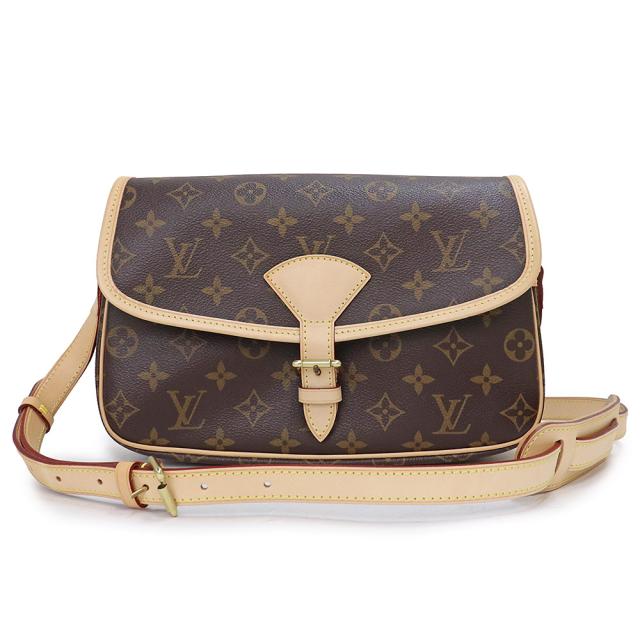 （美品）ルイ ヴィトン LOUIS VUITTON ソローニュ ショルダーバッグ 斜め掛け モノグラム ヌメ革 レザー ブラウン ゴールド金具 M42250