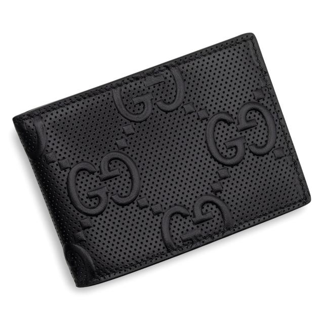 （新品・未使用品）グッチ GUCCI 札入れ 二つ折り財布 GGエンボスレザー ブラック 625559 箱付