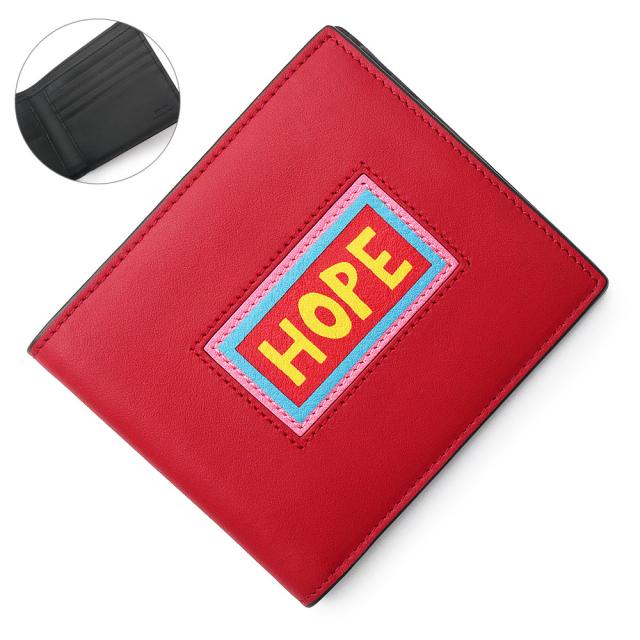 （新品・未使用品）フェンディ FENDI ボキャブラリー HOPE 札入れ 二つ折り財布 カーフスキン レザー バイカラー レッド ブラック 7M0169 箱付