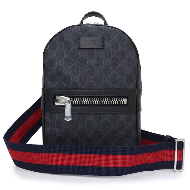 （新品・未使用品）グッチ GUCCI GG クロスボディバッグ 斜め掛け ウェブストライプ GGスプリームキャンバス レザー ブラック シルバー金具 771164