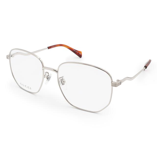 （未使用　展示品）グッチ GUCCI スクエア メガネ 眼鏡 サングラス アイウェア メタル シルバー ブラウン GG0973O 箱付