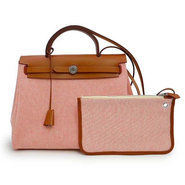 （未使用　展示品）エルメス HERMES エールバッグジップ 31 PM 2way ルトゥルネ ショルダー ハンドバッグ 斜め掛け トワルクリスヴァイキング ヴァッシュハンター レザー エクリュ オレンジフィールド フォーヴ  シルバー金具 K刻印