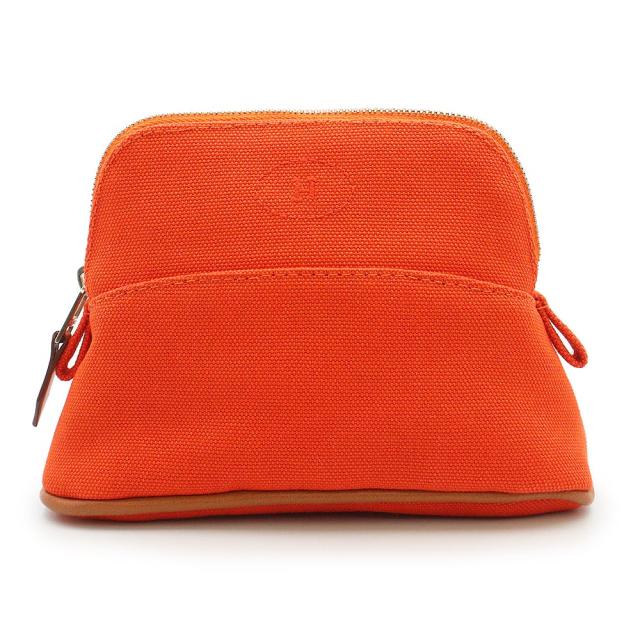 （未使用　展示品）エルメス HERMES ボリード 16 ミニミニ コスメ 化粧 ポーチ コットン100％ キャンバス オレンジフー シルバー金具