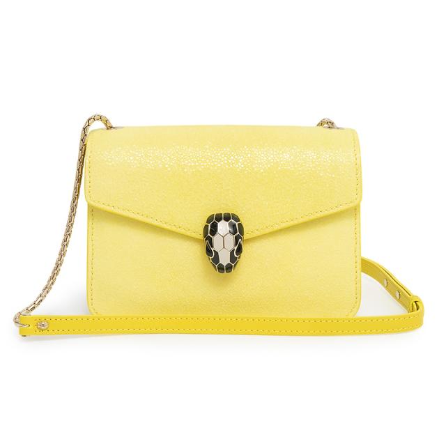 （未使用　展示品）ブルガリ BVLGARI セルペンティ フォーエバー チェーン ショルダーバッグ 斜め掛け ガルーシャ スムースカーフレザー デイジートパーズ イエロー ゴールド金具