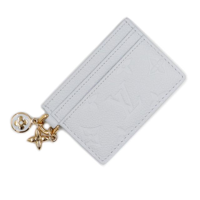 （未使用　展示品）ルイ ヴィトン LOUIS VUITTON カードケース ポルト カルト LV チャーム 名刺入れ 定期入れ パスケース モノグラムアンプラント ライトブルー レザー ゴールド金具 M13649 箱付