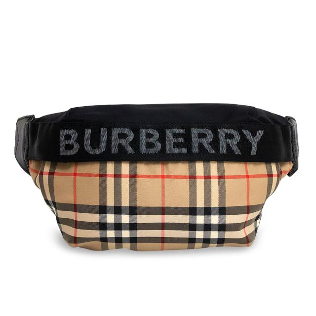 （未使用　展示品）バーバリー BURBERRY ソニー ヴィンテージチェック ベルト ウエスト ボディバッグ 斜め掛け ナイロン カーフスキン レザー アーカイブベージュ シルバー金具 8026557