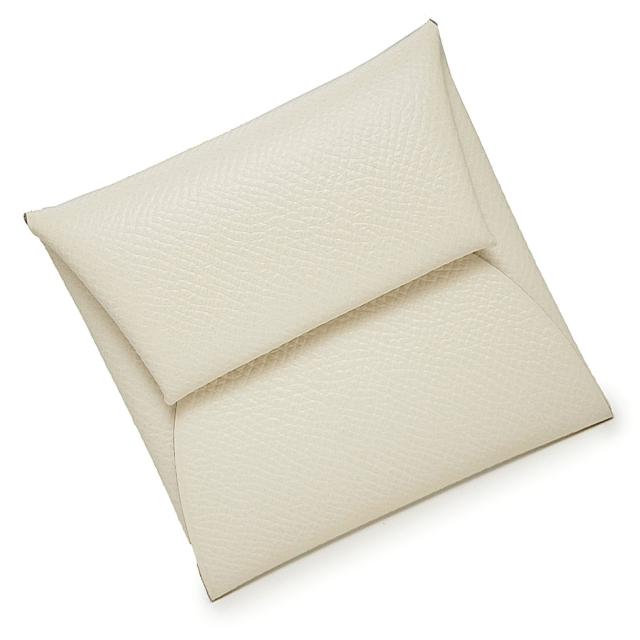（新品・未使用品）エルメス HERMES バスティア GM ケース 小銭入れ 財布 ヴォーエプソン レザー クレ オフホワイト シルバー金具 W刻印 箱付