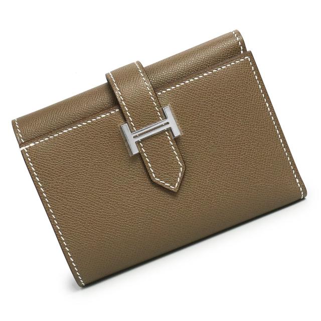 （新品・未使用品）エルメス HERMES ベアン コンビネ コンパクト 三つ折り財布 ヴォーマダム レザー エトゥープ エトープ グレージュ シルバー金具 K刻印 箱付