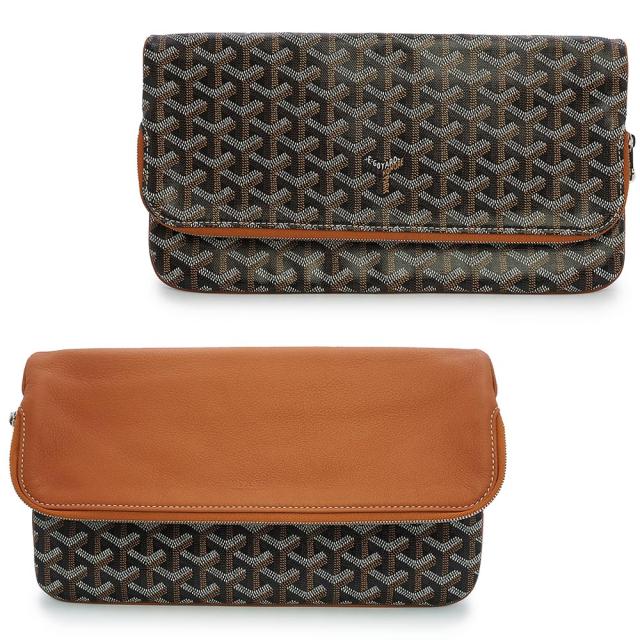 （未使用　展示品）ゴヤール GOYARD サン マリー MM クラッチ セカンドバッグ ポーチ PVCコーティングキャンバス シュヴロッシュカーフスキン レザー ブラック ナチュラル ブラウン シルバー金具 STMARIMMLTY01CL03P