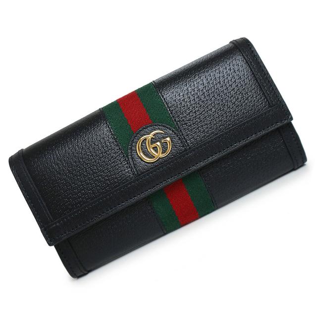 （新品・未使用品）グッチ GUCCI オフィディア ダブルG ウェブ コンチネンタルウォレット 二つ折り長財布 レザー ブラック ゴールド金具 719886