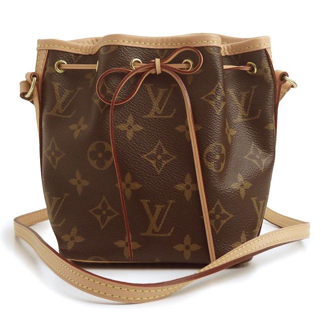 （未使用　展示品）ルイ ヴィトン LOUIS VUITTON ナノ ノエ ショルダーバッグ 斜め掛け モノグラム ヌメ革 レザー ブラウン ゴールド金具 M41346