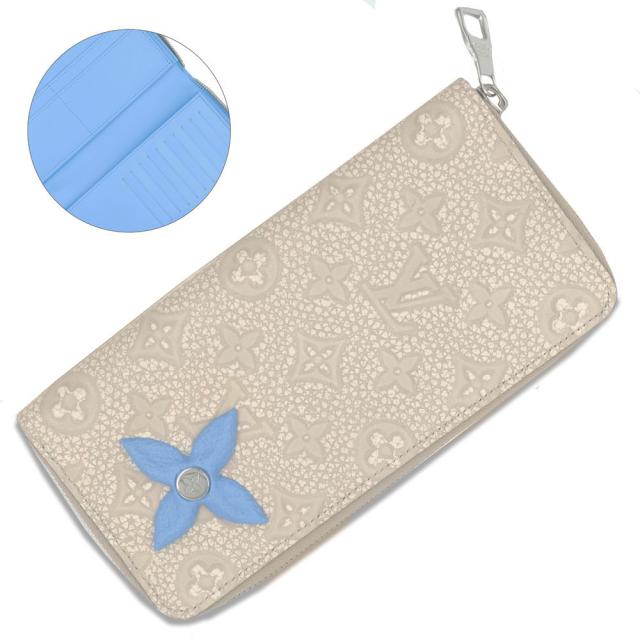 （新品・未使用品）ルイ ヴィトン LOUIS VUITTON ジッピーウォレット ヴェルティカル 長財布 トリヨンレザー チョークホワイト ライトブルー シルバー金具 M81573 箱付