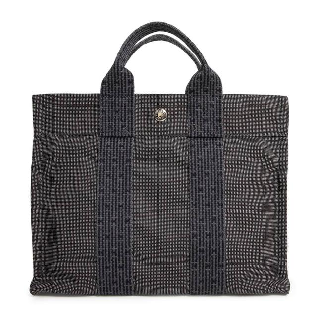 （中古）エルメス HERMES エールライン トート PM ハンドバッグ キャンバス グレー シルバー金具