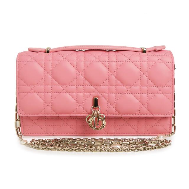 （未使用　展示品）クリスチャンディオール Christian Dior My Dior ミニバッグ クラッチ チェーン ショルダー 斜め掛け カナージュ ラムスキン レザー ピンク ゴールド金具 S0980ONMJ