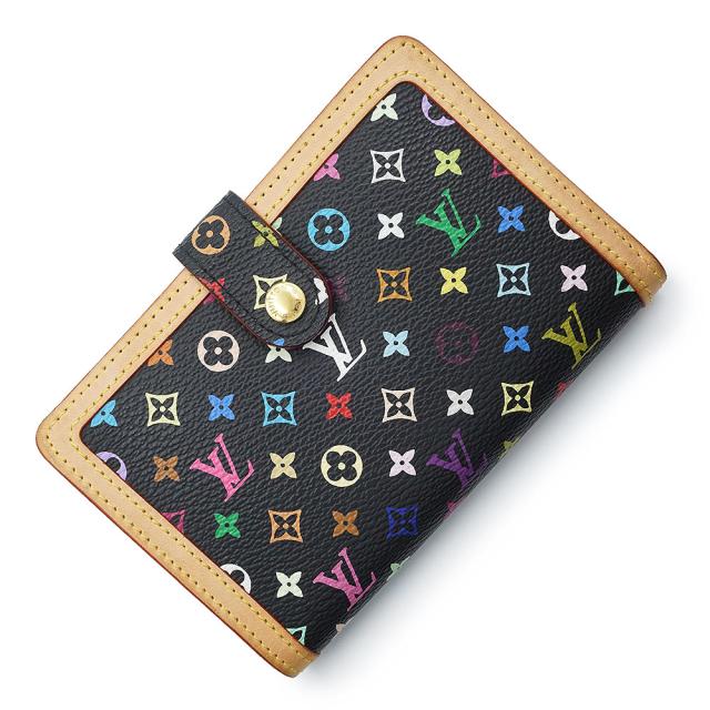 （未使用　展示品）ルイ ヴィトン LOUIS VUITTON ポルト モネ ビエ ヴィエノワ がま口 二つ折り財布 モノグラムマルチカラー ノワール ブラック ゴールド金具 M92988 箱付
