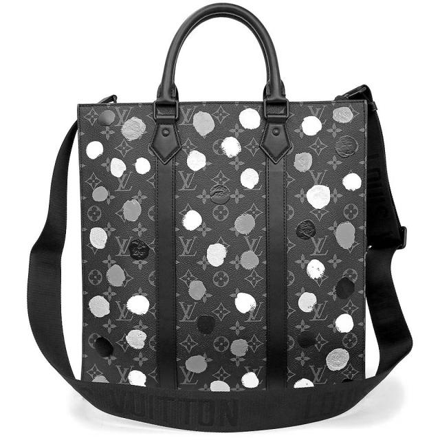 （新品同様品）ルイ ヴィトン LOUIS VUITTON 草間彌生 LV×YK サックプラ ショルダー ハンドバッグ 2way 斜め掛け モノグラムエクリプス キャンバス ノワール ブラック ブラック金具 M46404