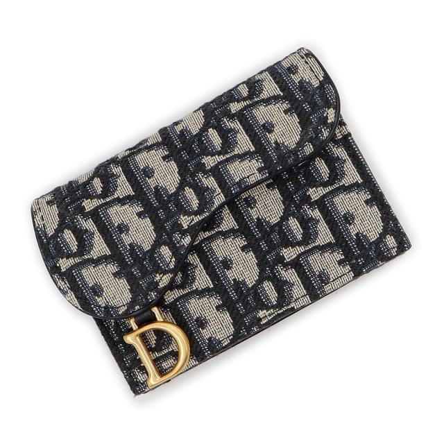 （新品・未使用品）クリスチャンディオール Christian Dior サドル SADDLE フラップ カードホルダー カードケース パスケース 名刺入れ 定期入れ ディオール オブリーク ジャカード ネイビー ベージュ ブラック アンティークゴールド金具 S5611CTZQ 箱付