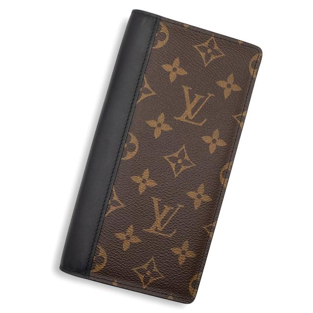 （未使用　展示品）ルイ ヴィトン LOUIS VUITTON ポルトフォイユ ブラザ 二つ折り長財布 モノグラムマカサー レザー ブラウン ブラック シルバー金具 M69410