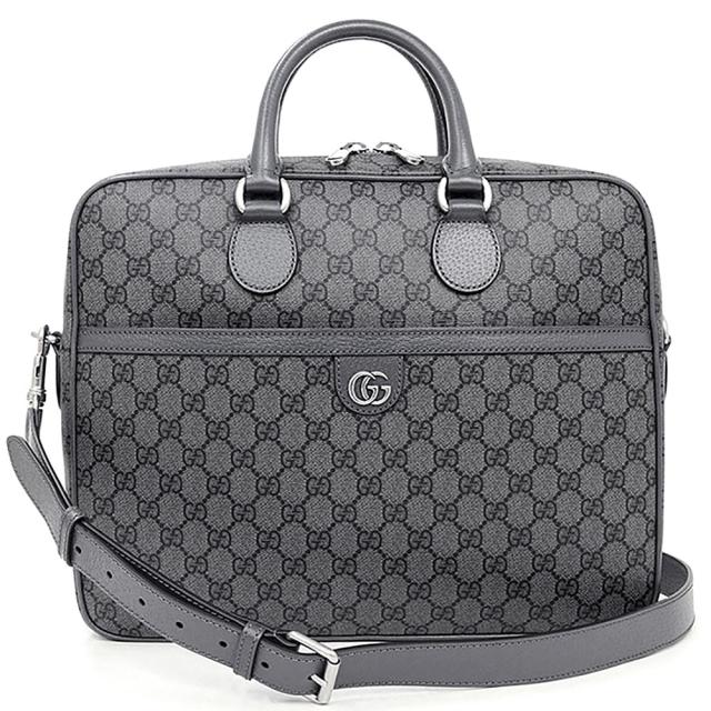 （未使用　展示品）グッチ GUCCI 2way 斜め掛け ショルダー ビジネスバッグ ブリーフケース GGスプリームキャンバス レザー グレー シルバー金具 792116