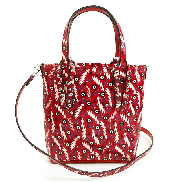 （未使用　展示品）クリスチャンルブタン Christian Louboutin Cabata N/S カバタ ミニ ギンザナ 2WAY ショルダー ハンドバッグ 斜め掛け パテントレザー レッド シルバー金具