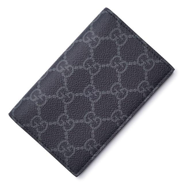 （新品・未使用品）グッチ GUCCI GGエンブレム カードケース 名刺入れ 定期入れ パスケース GGスプリームキャンバス ブラック グレー 821209 箱付