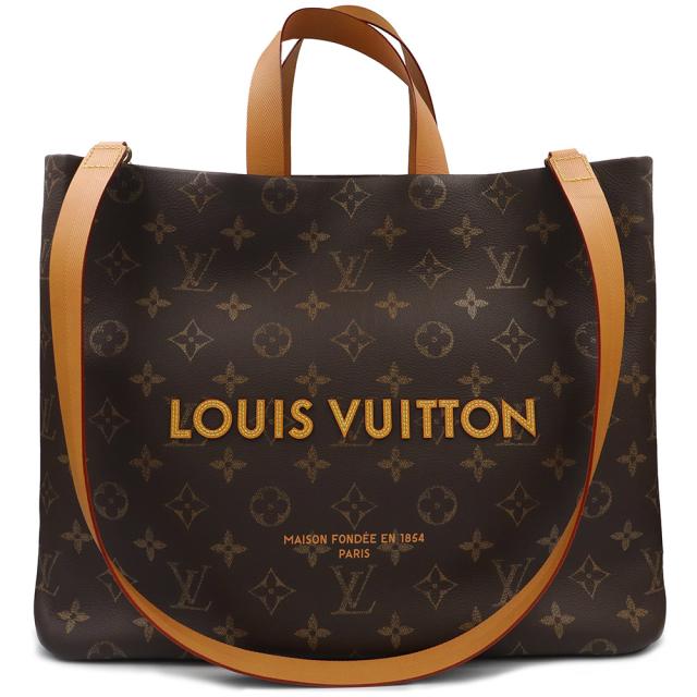 （未使用　展示品）ルイ ヴィトン LOUIS VUITTON ショッパー トート MM ショルダーバッグ 2way 斜め掛け カーフスキン レザー モノグラム ブラウン ヴィンテージ風ゴールド金具 M13928