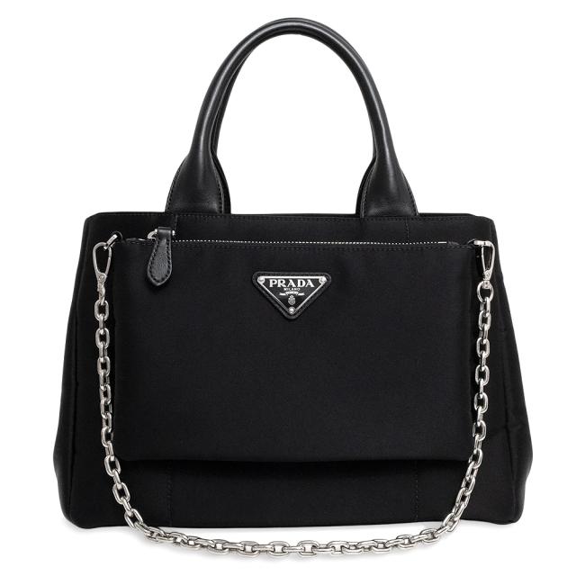 （未使用　展示品）プラダ PRADA 三角ロゴプレート ハンドバッグ テスート ナイロン レザー ネロ ブラック シルバー金具 1BG364