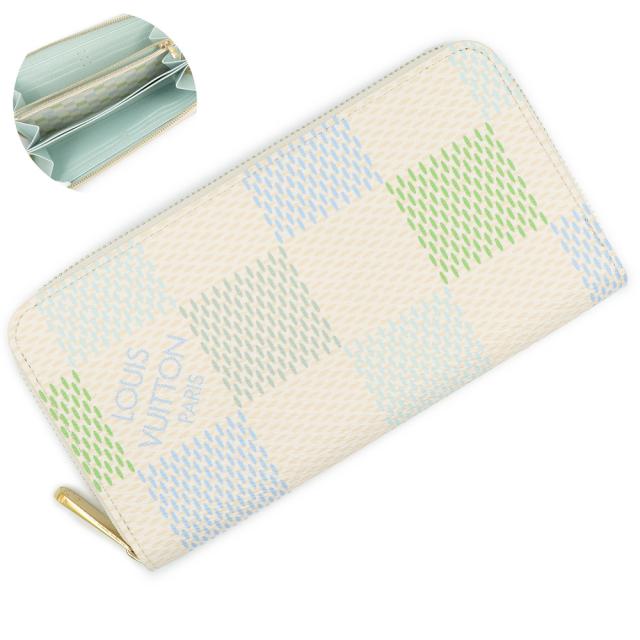 （未使用　展示品）ルイ ヴィトン LOUIS VUITTON ダミエリシャス ジッピーウォレット 長財布 ダミエ ベージュ ピスタチオグリーン ブルー ゴールド金具 N40748