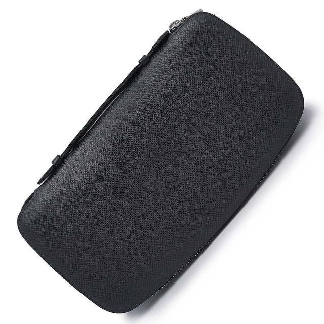 （中古）ルイ ヴィトン LOUIS VUITTON アトール トラベルケース ラウンドファスナー ジップ 長財布 クラッチ セカンドバッグ タイガ レザー アルドワーズ ブラック シルバー金具 M30652