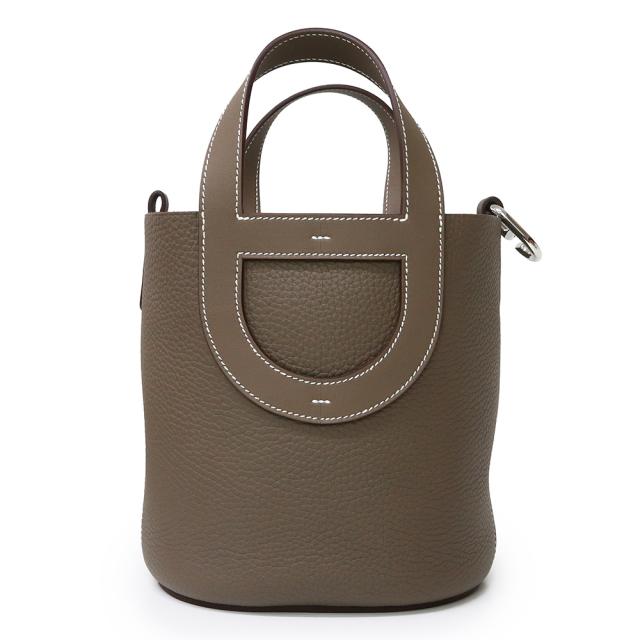 （新品・未使用品）エルメス HERMES インザループ 18 ハンドバッグ トリヨンクレマンス ヴォースイフト レザー エトゥープ エトープ グレージュ シルバー金具 W刻印 箱付