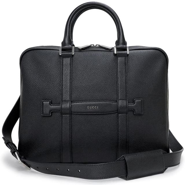 （未使用　展示品）グッチ GUCCI ミディアム ブリーフケース ショルダー ハンドバッグ 2way 斜め掛け ビジネス グレインレザー ブラック シルバー金具 794899