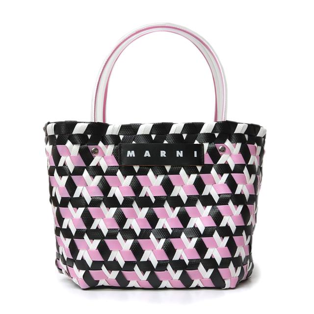 （未使用　展示品）マルニ MARNI トリトーン MARNI MARKET バスケット かご トート ハンドバッグ ポリプロピレン ブラック ホワイト ピンク SHMH0127A0RF081JQN98