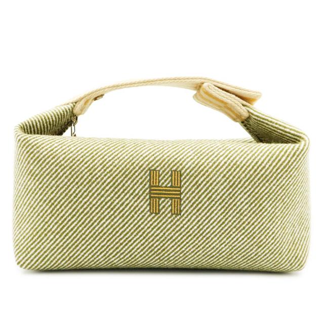 （未使用保管品）エルメス HERMES ブリッド ア ブラック PM Hナッテ バニティ ポーチ セカンド ハンドバッグ ウール100％ ヴェールフォレ グリーン シルバー金具
