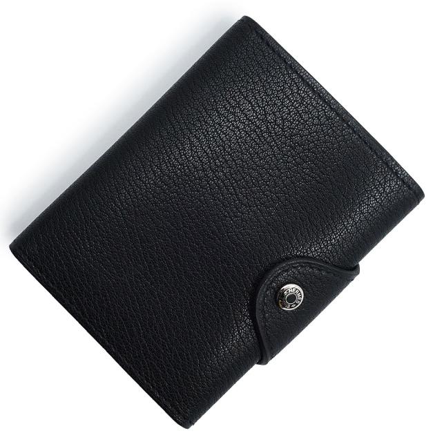 （未使用　展示品）エルメス HERMES イリアード コンパクト ユリス カードケース 名刺入れ パスケース 定期入れ ケース 小銭入れ 二つ折り財布 シェブル シェーブルシャムキラ ノワール ブラック シルバー金具 B刻印 箱付